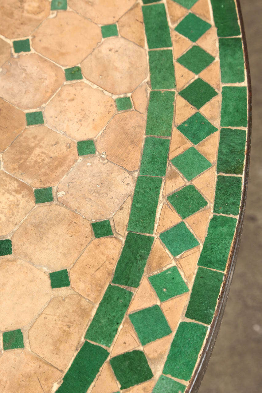 Moroccan Round Dining Mosaic Green Tile Table at 1stDibs | mosaic round ...