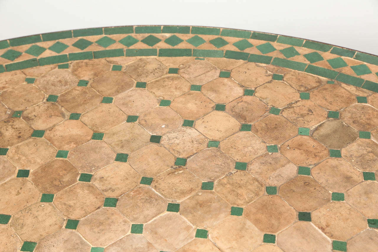 Moroccan Round Dining Mosaic Green Tile Table at 1stDibs | mosaic round ...