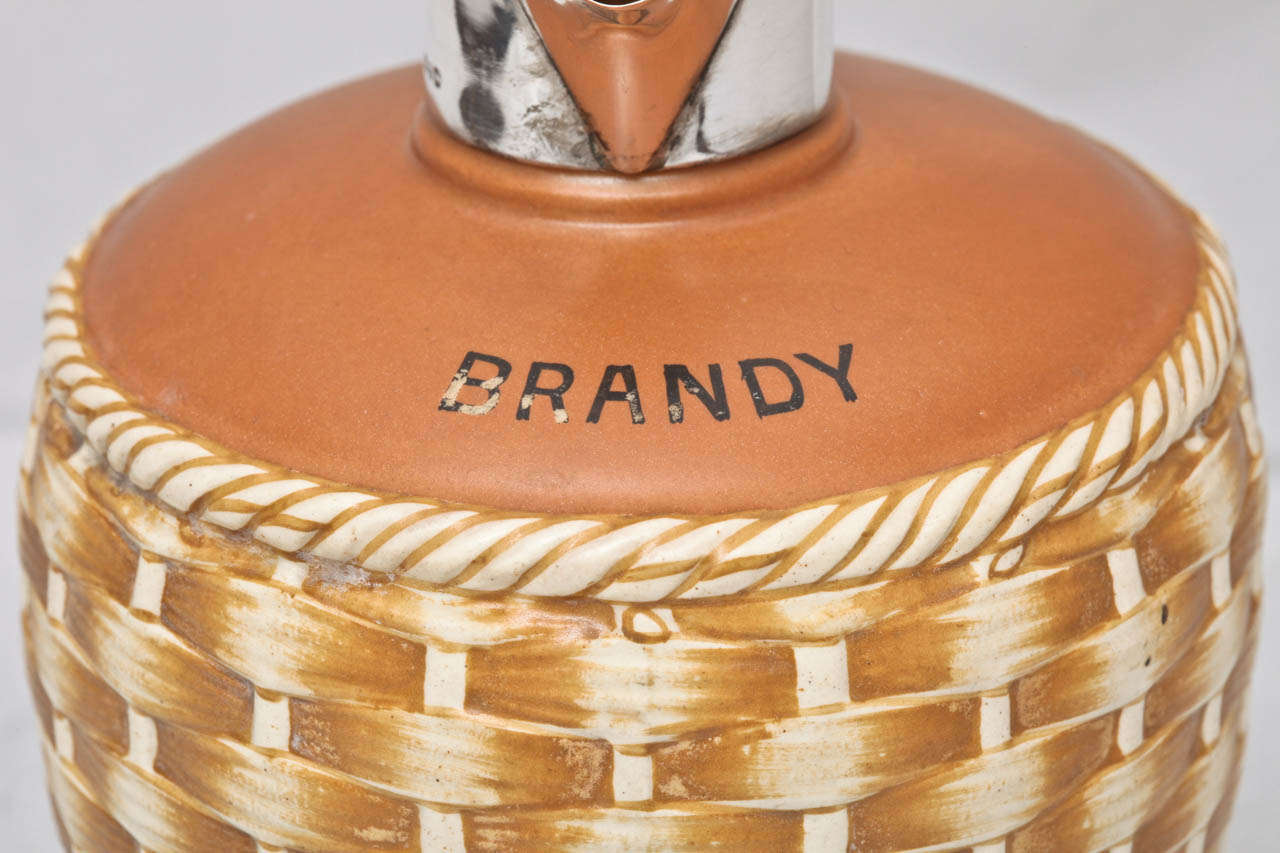 Victorian Sterling Silver-Mounted Pottery Brandy Jug For Sale at 1stDibs