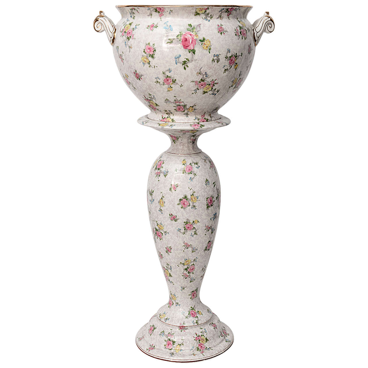 Antique Porcelain Cachepot with Stand SATURDAY SALE at 1stDibs