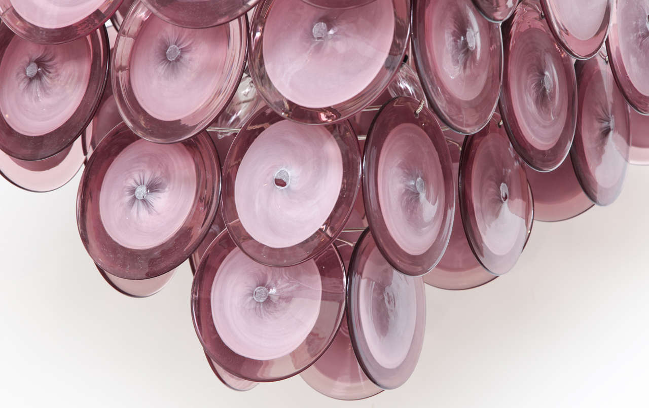 Large Amethyst and White Murano Disc Chandelier (36" diameter) at 1stDibs