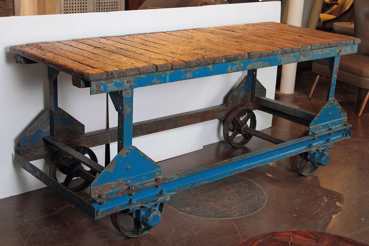Industrial Factory Cart as Console Table, 35"H at 1stDibs
