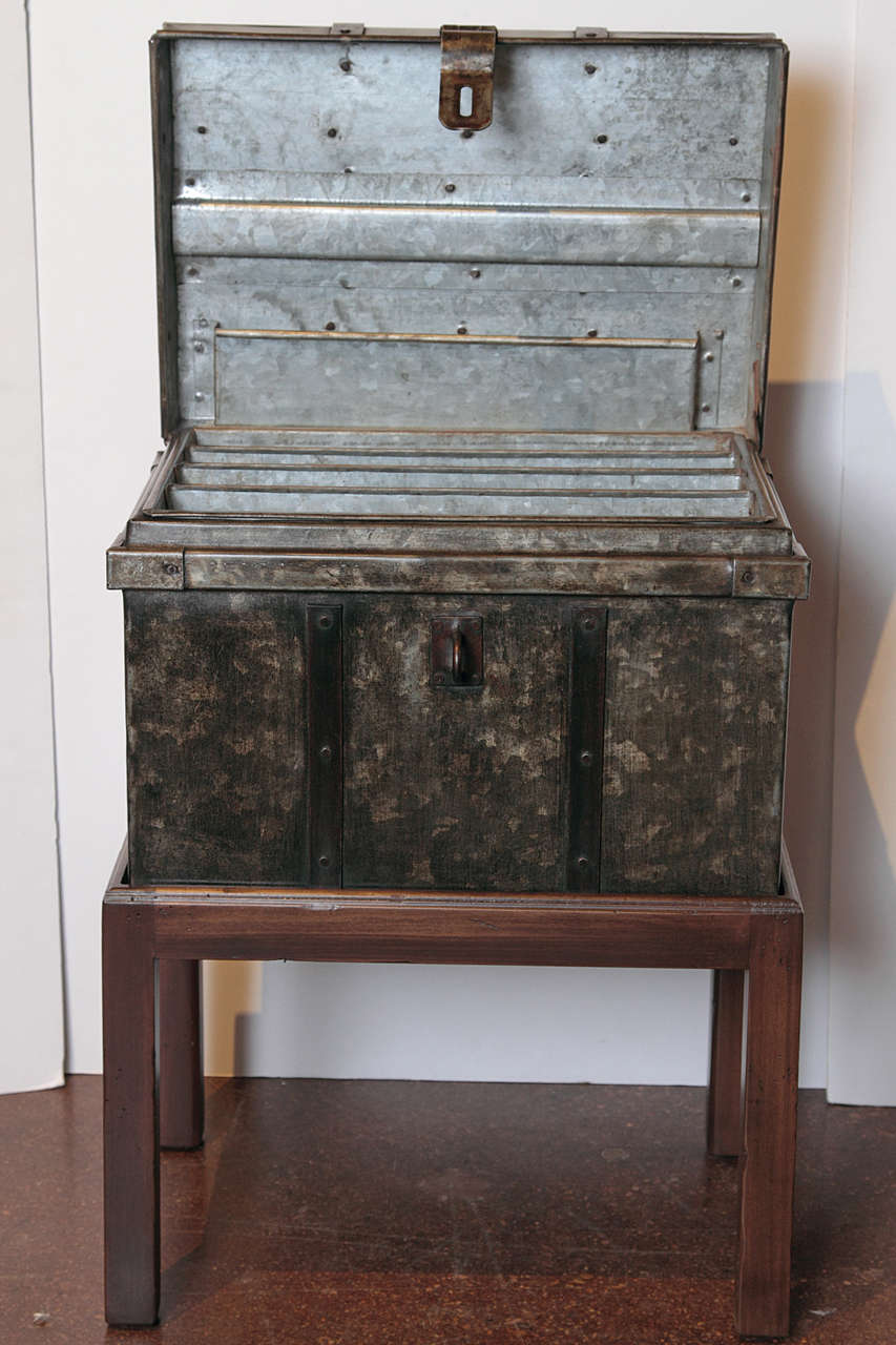 Industrial Storage Box with Stand, circa 1940s at 1stDibs