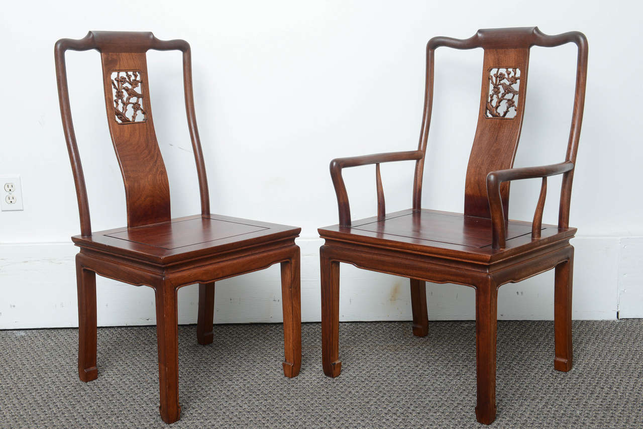 Set of Eight Vintage Dining Chairs in the Asian Antique Style at ...