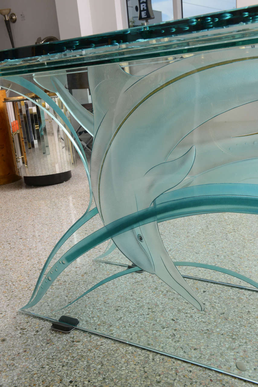 Dolphin Motif Glass Dining/Conference/Center Table at 1stDibs | dolphin ...