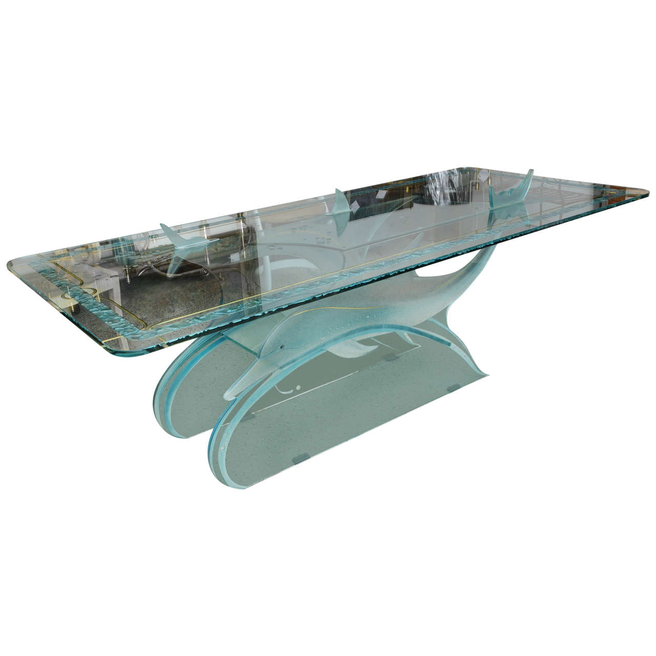 Dolphin Motif Glass Dining/Conference/Center Table at 1stDibs | dolphin ...