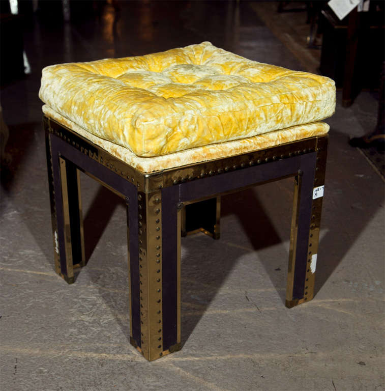 Pair of Brass Tacked Footstools For Sale at 1stDibs