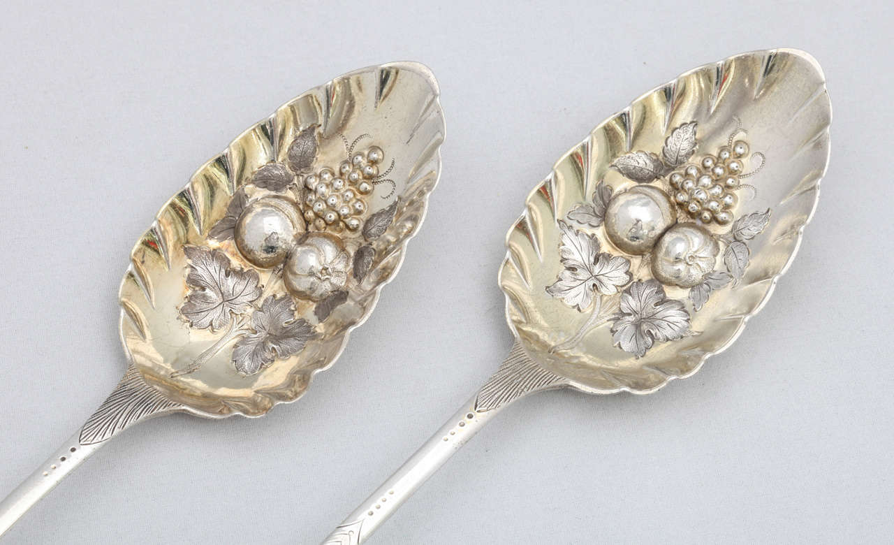 Rare Pair of Exeter Sterling Silver Parcel-Gilt Georgian Berry Spoons ...