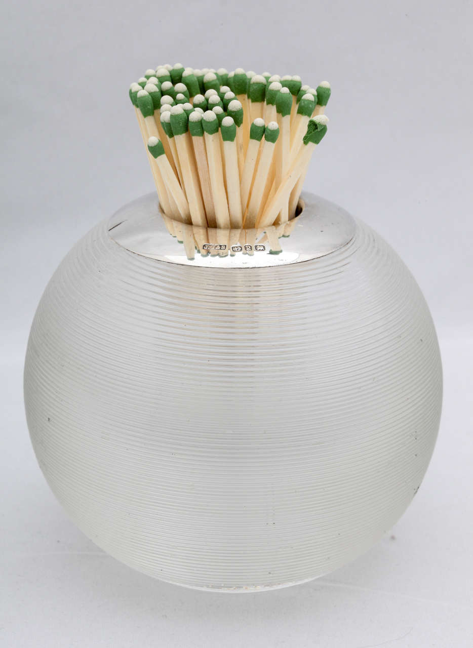 Very Large Sterling Silver-Mounted Threaded Glass Match Striker at 1stDibs