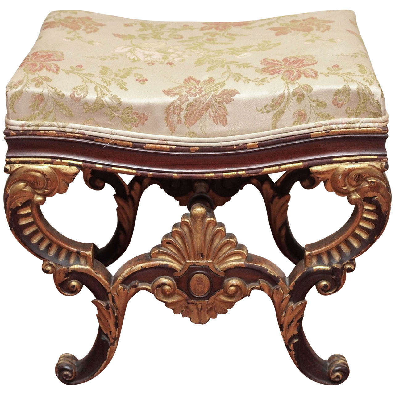 Italian Parcel Gilt and Painted Curule Stool at 1stDibs