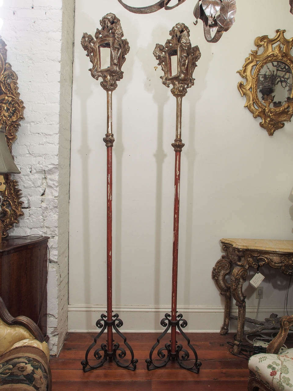 Pair of Italian Processional Pole Lanterns For Sale at 1stDibs