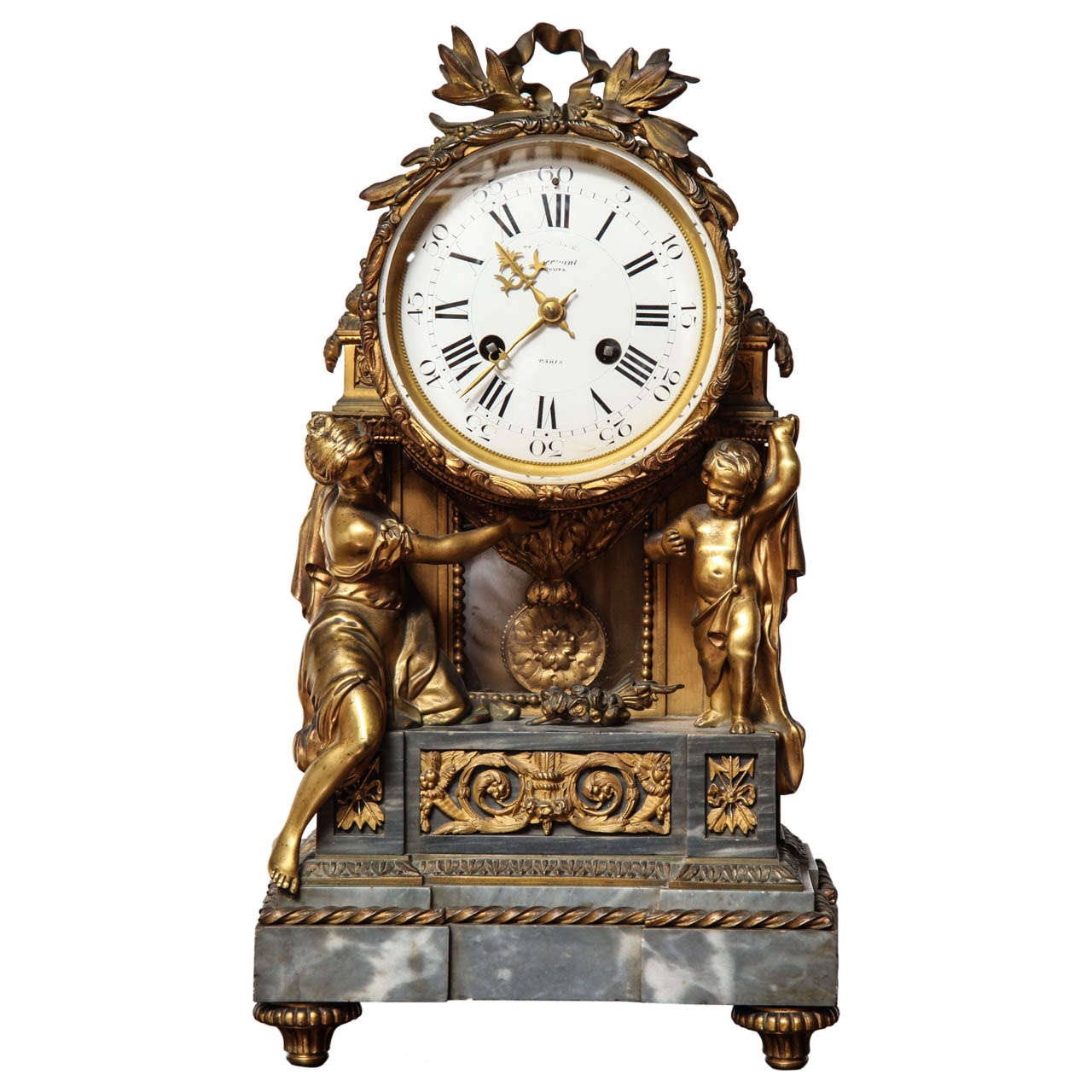 19th Century French, Bronze and Marble Clock For Sale at 1stdibs