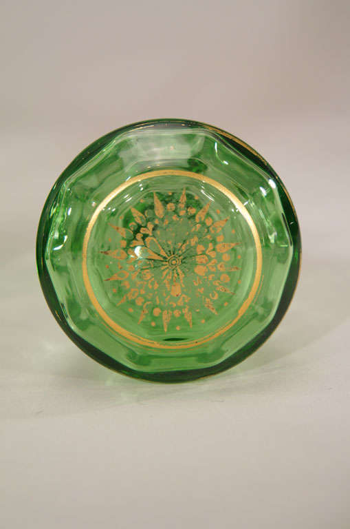 Pair of Moser Monumental Green Handblown Crystal Decanters 22" at 1stDibs