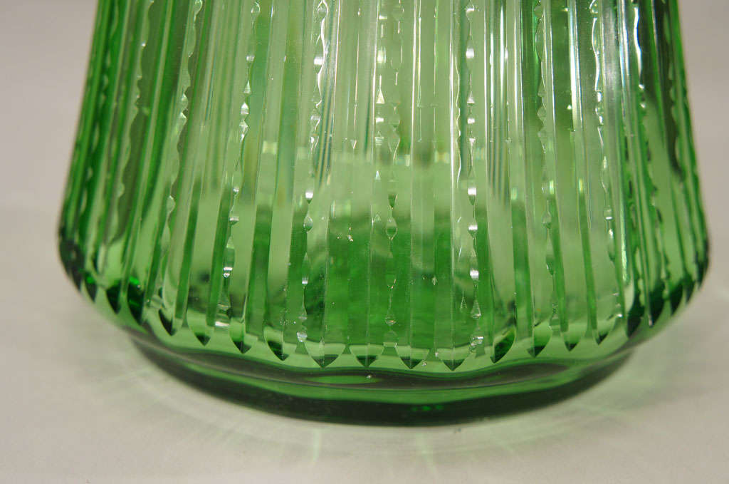 Pair of Moser Monumental Green Handblown Crystal Decanters 22" at 1stDibs