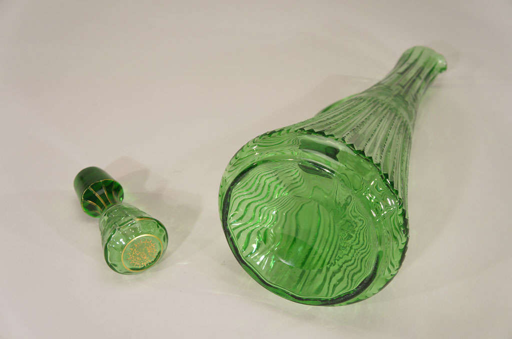 Pair of Moser Monumental Green Handblown Crystal Decanters 22" at 1stDibs