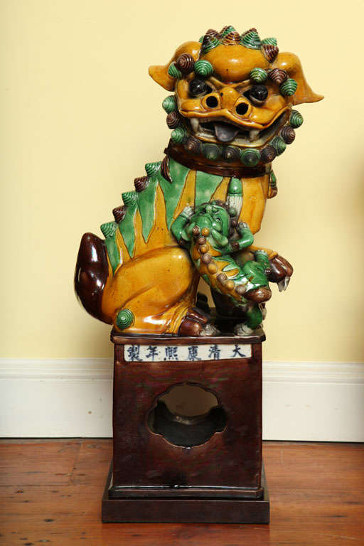 Antique Large Pair of Porcelain Polychrome Foo Dogs, Chinese, circa ...