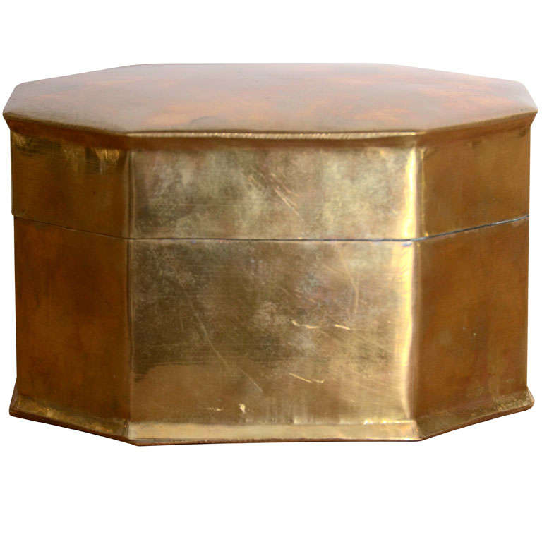 Burnished Brass Octagonal Box at 1stDibs