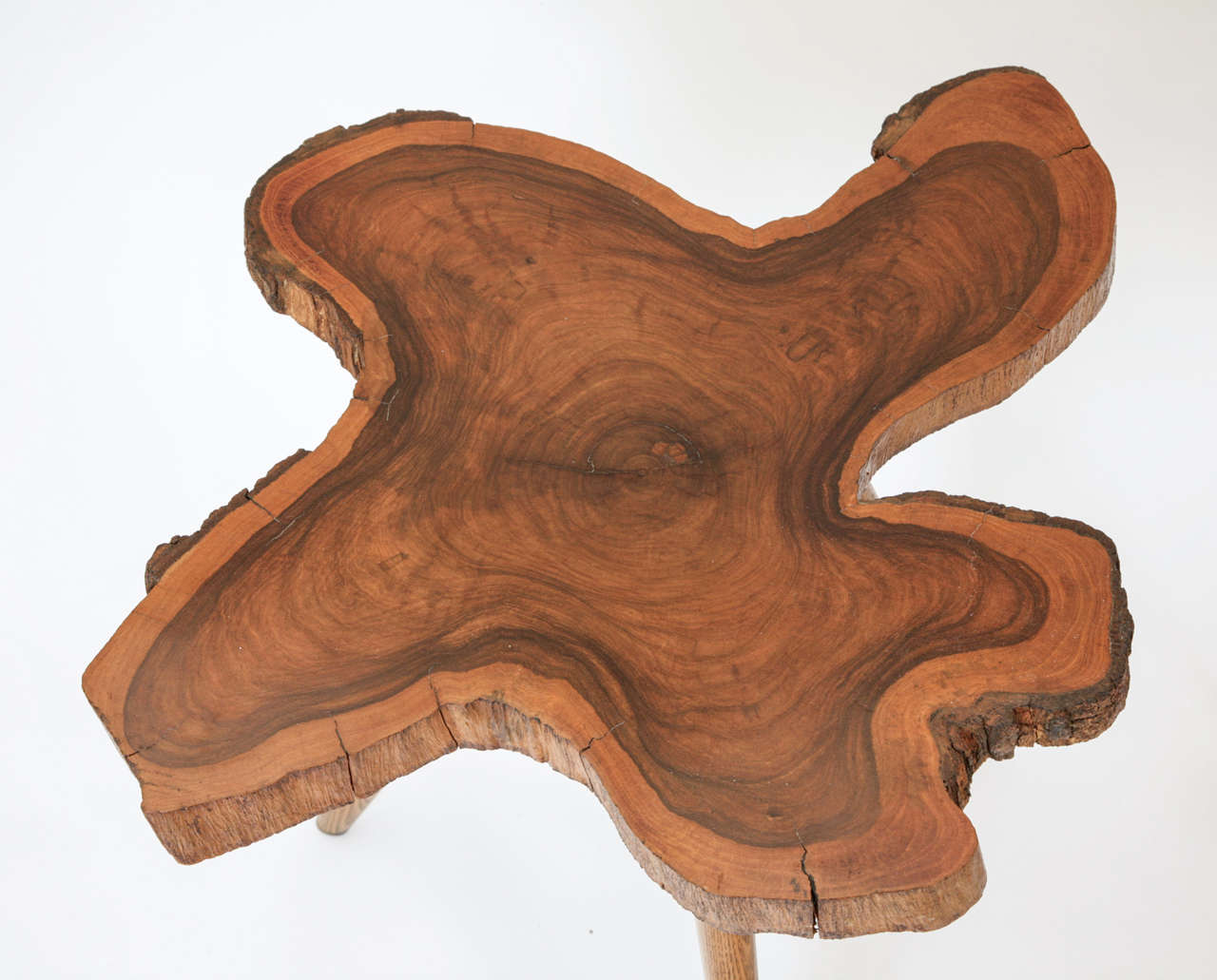 Three Mid-century Olive Wood Tree Trunk Side Tables From Italy at 1stDibs