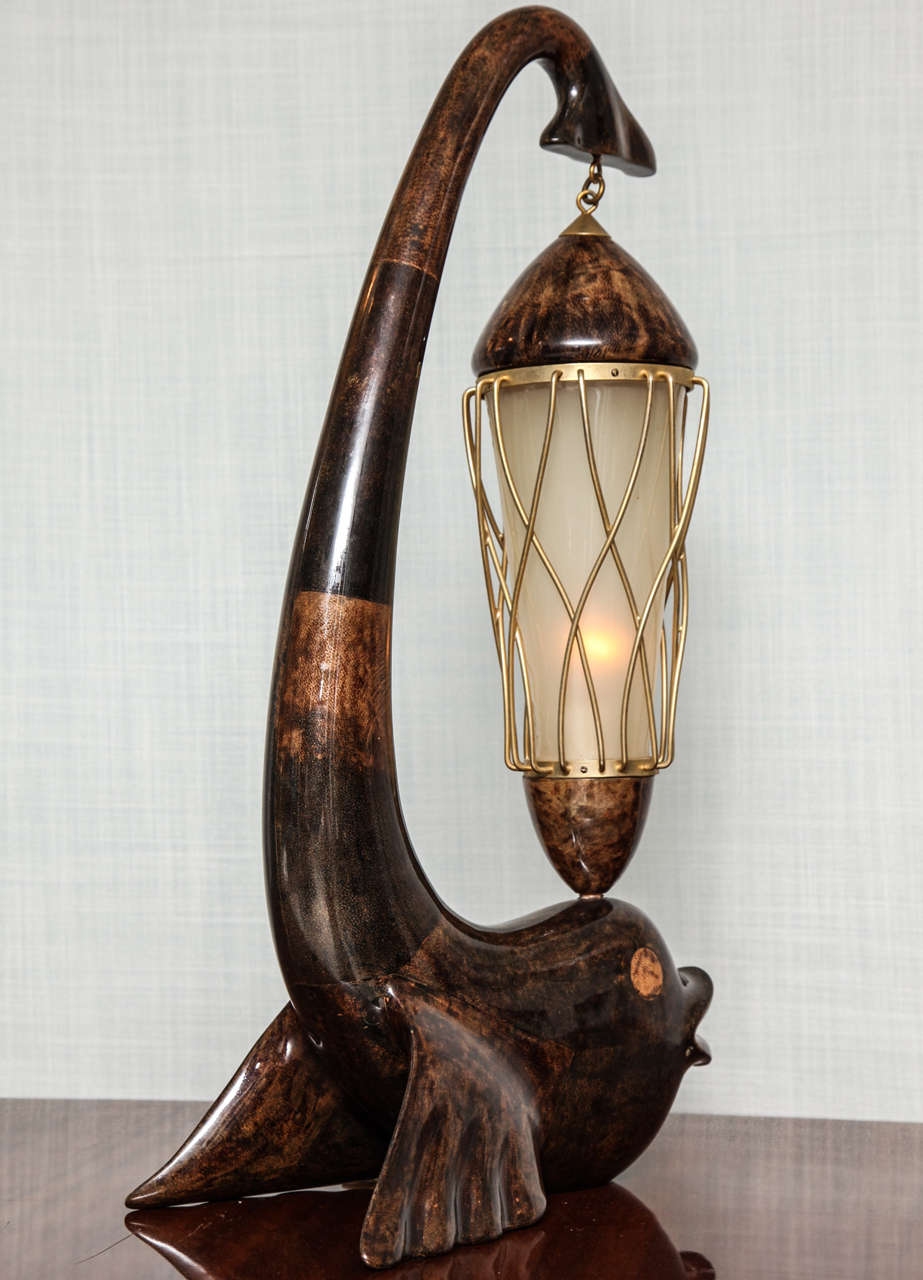 Dolphin-Form Table Lamp by Aldo Tura at 1stDibs