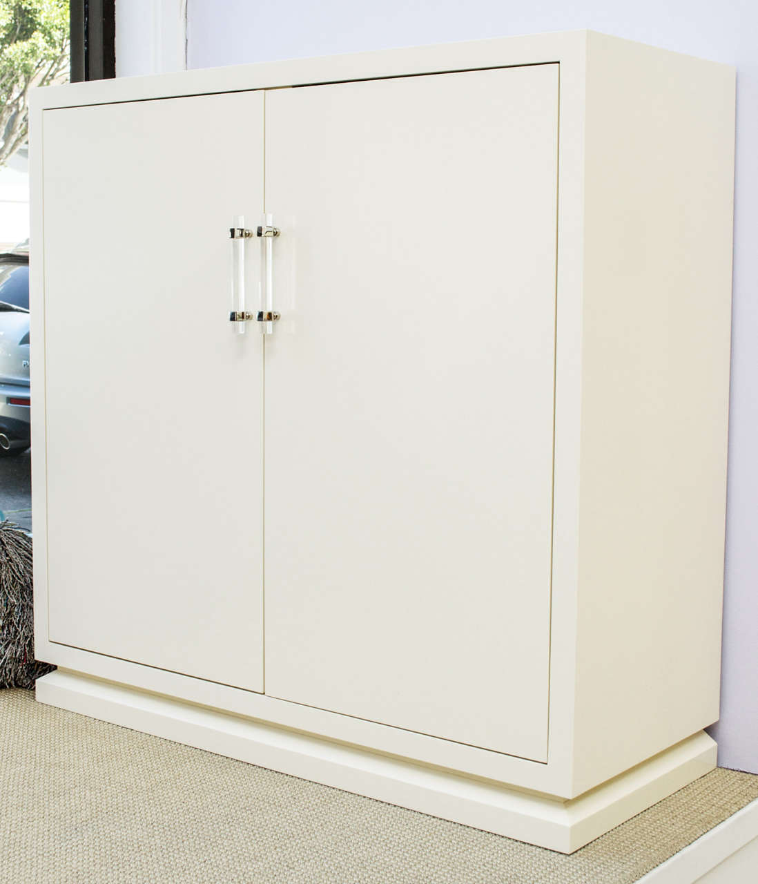 Ivory Color Lacquered Cabinet For Sale at 1stDibs