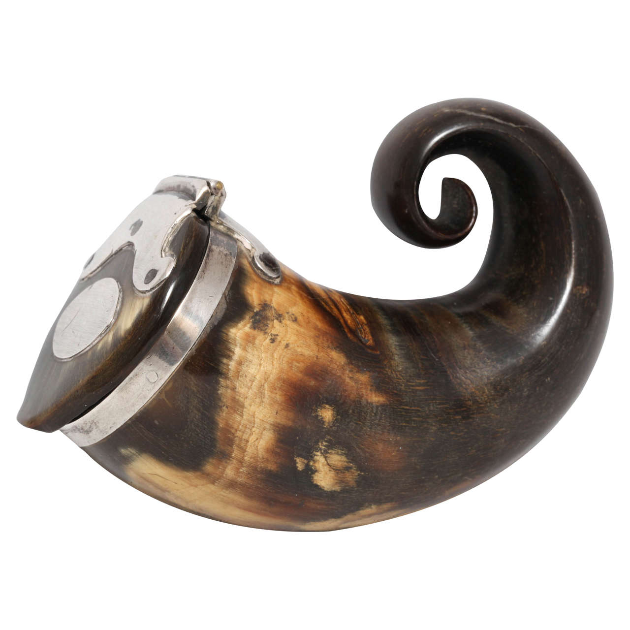 Georgian Sterling Silver-Mounted Ram's Horn Scottish Snuff Mull at 1stDibs