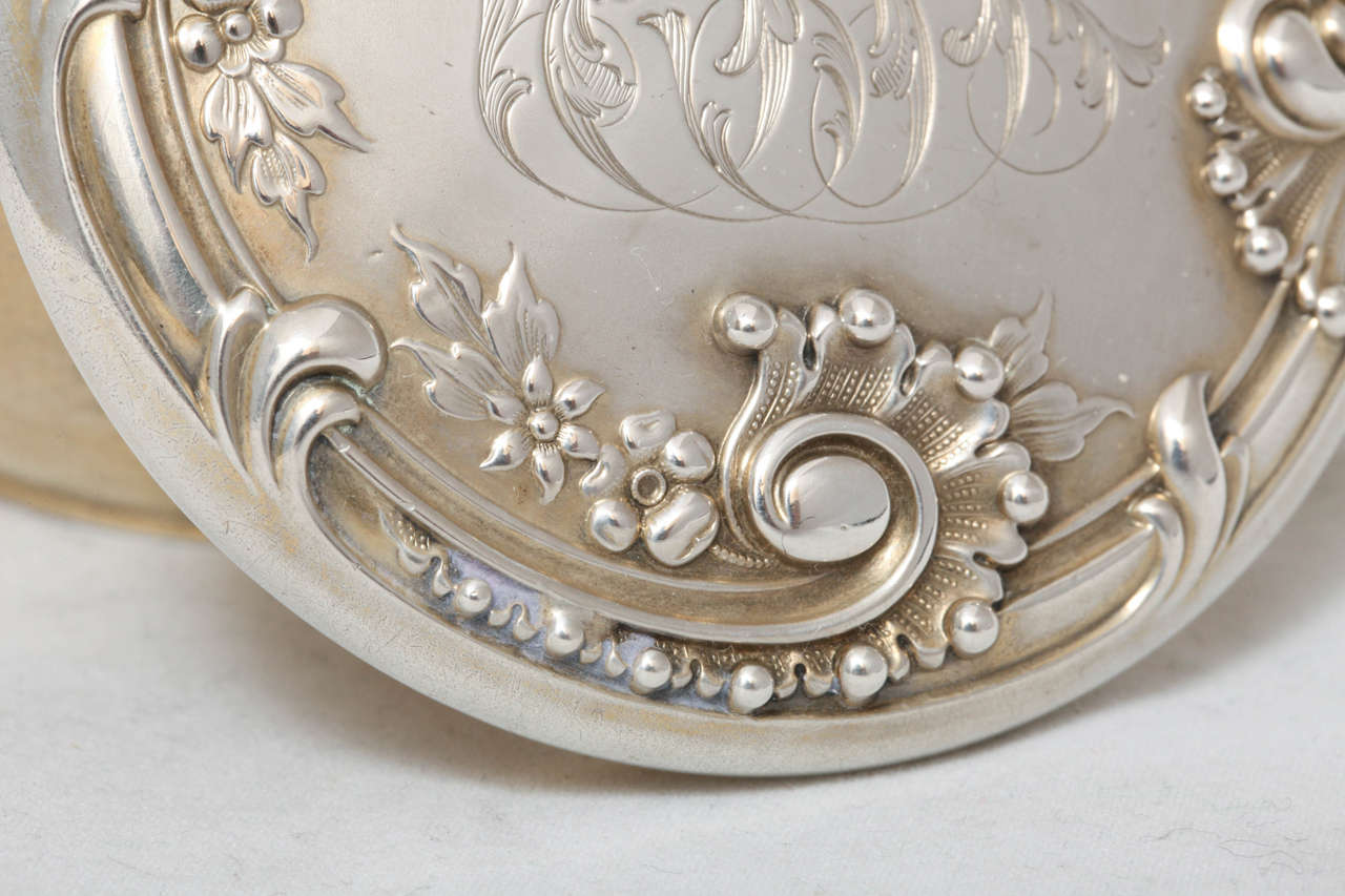 Unusual Victorian All Sterling Silver Gilt Dresser or Trinkets Jar For ...
