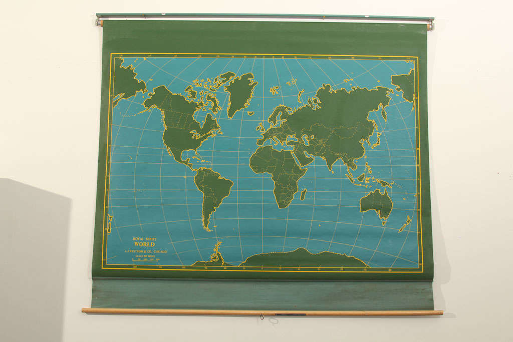 Vintage Chalk Map of the World at 1stDibs
