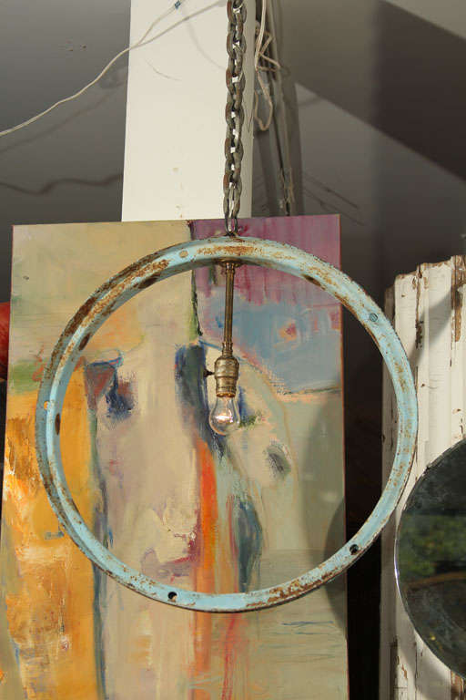 industrial blue tire rim light fixture at 1stDibs