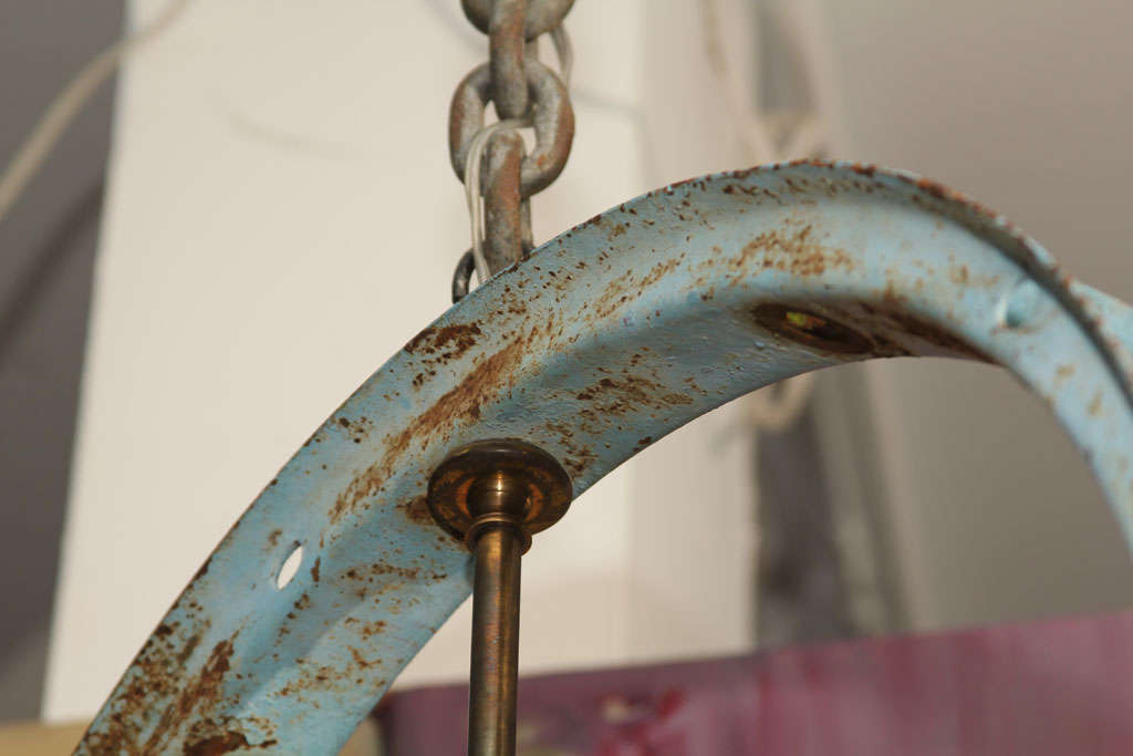 industrial blue tire rim light fixture at 1stDibs