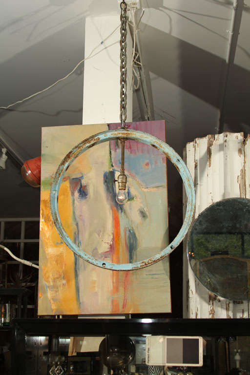 industrial blue tire rim light fixture at 1stDibs