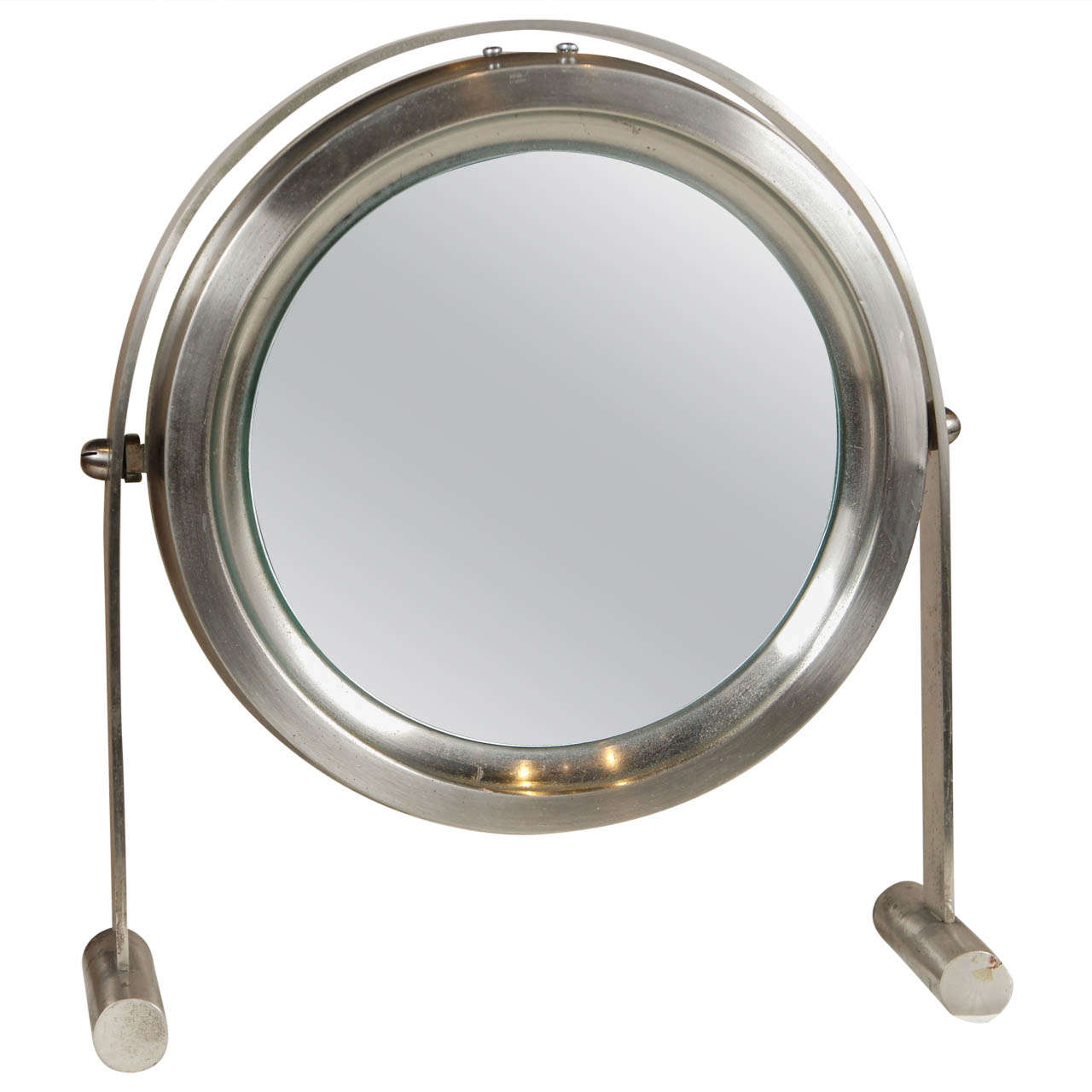 Stainless Steel Mirror on Stand at 1stDibs