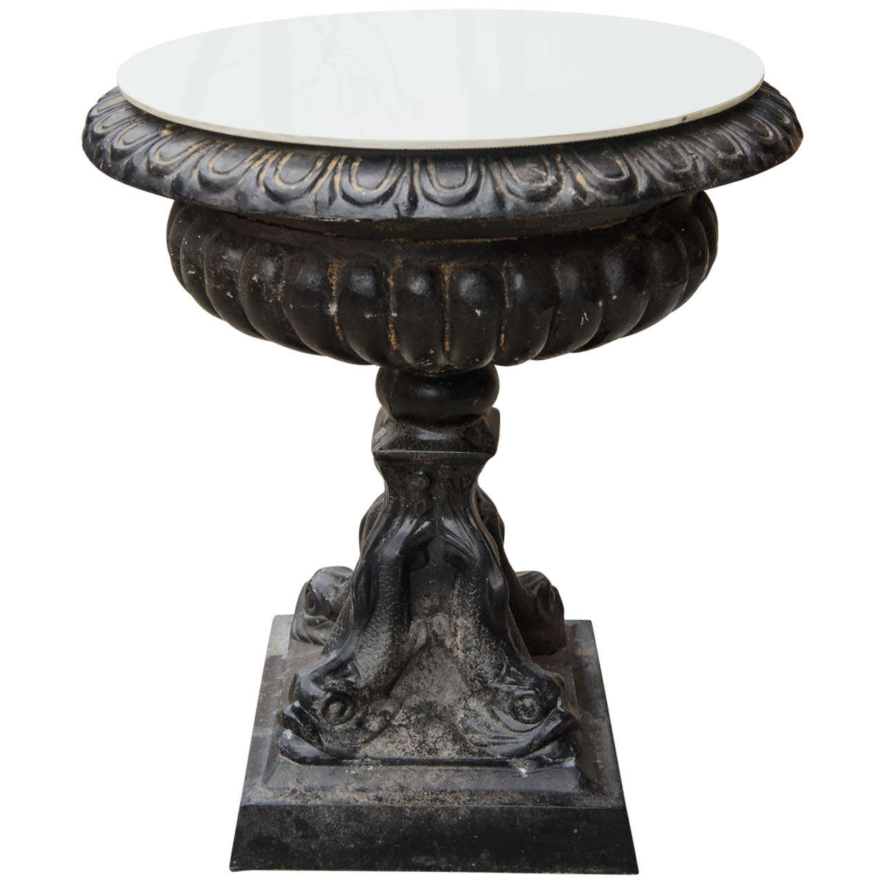 Vintage Cast Metal Garden Urn Table at 1stdibs