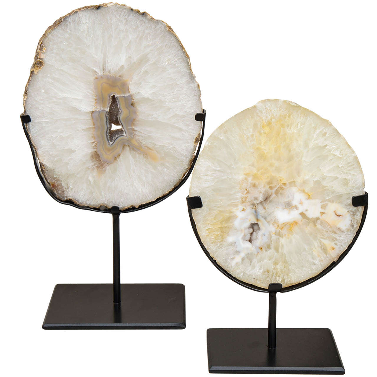 Two Agate Geode Slices Mounted on Forged Iron Stands at 1stDibs | agate ...