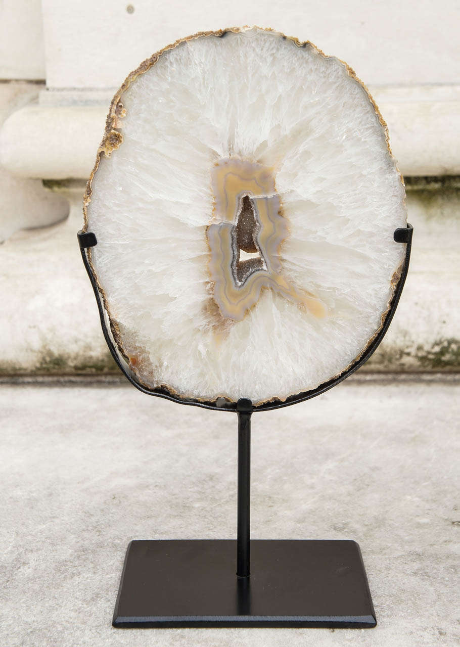 Two Agate Geode Slices Mounted on Forged Iron Stands at 1stDibs | agate ...