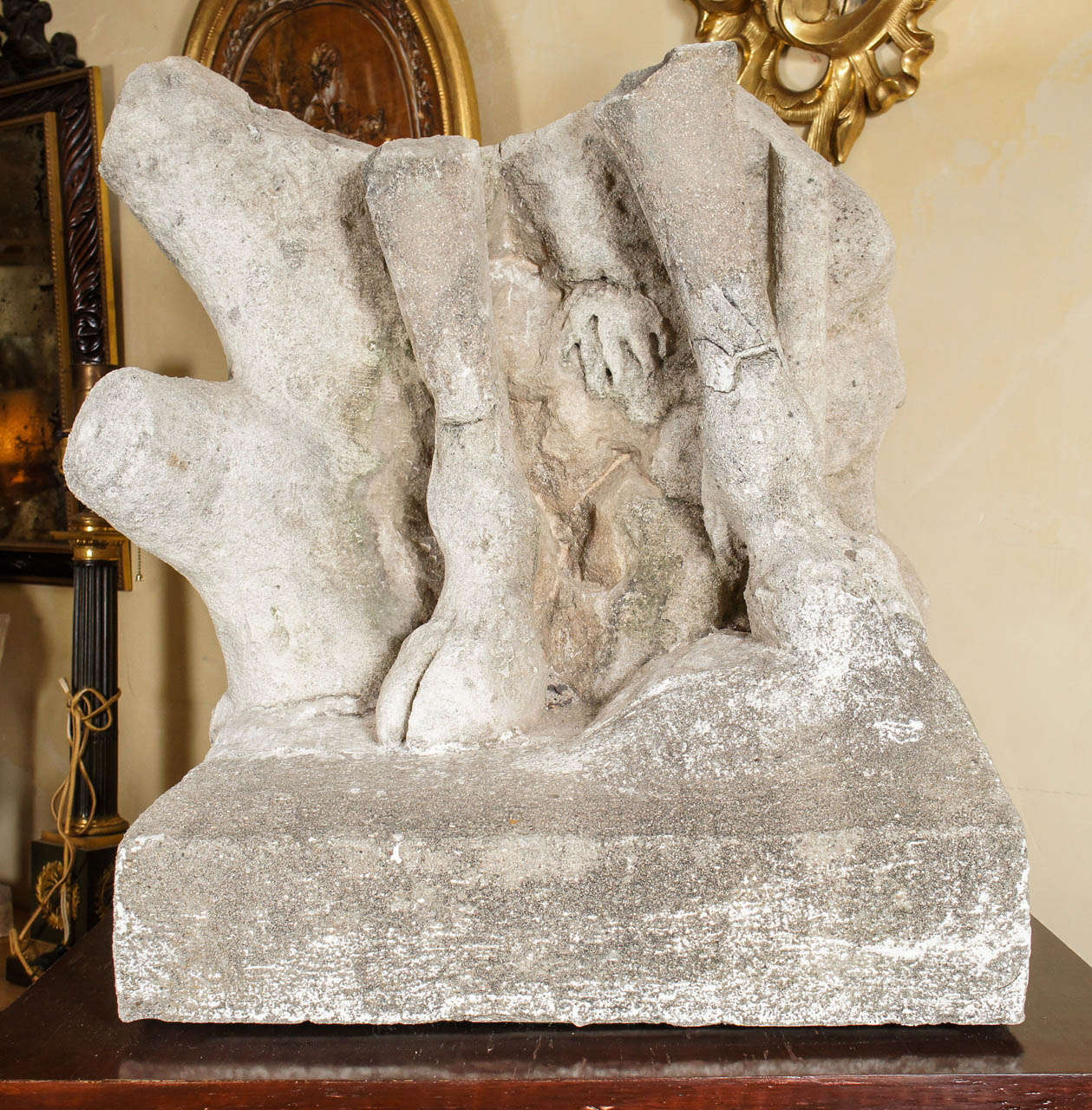 Large Late 18th or Early 19th Carved Limestone Statue Fragment at 1stDibs