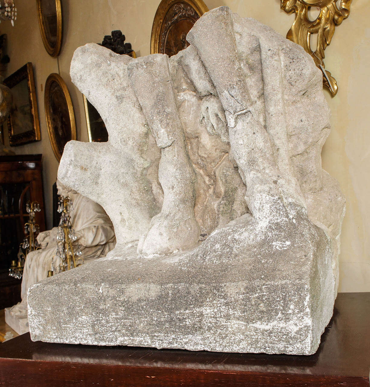 Large Late 18th or Early 19th Carved Limestone Statue Fragment at 1stDibs