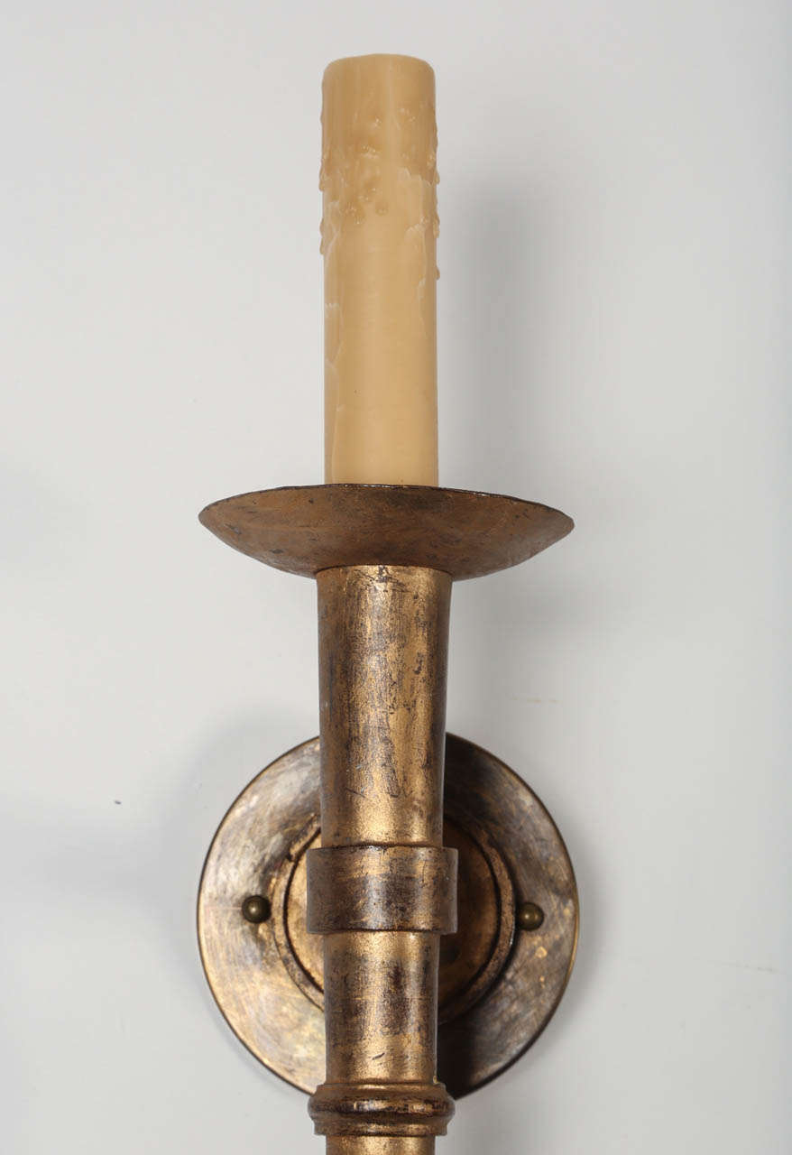 1940s French Gilded Iron Sconces For Sale at 1stDibs