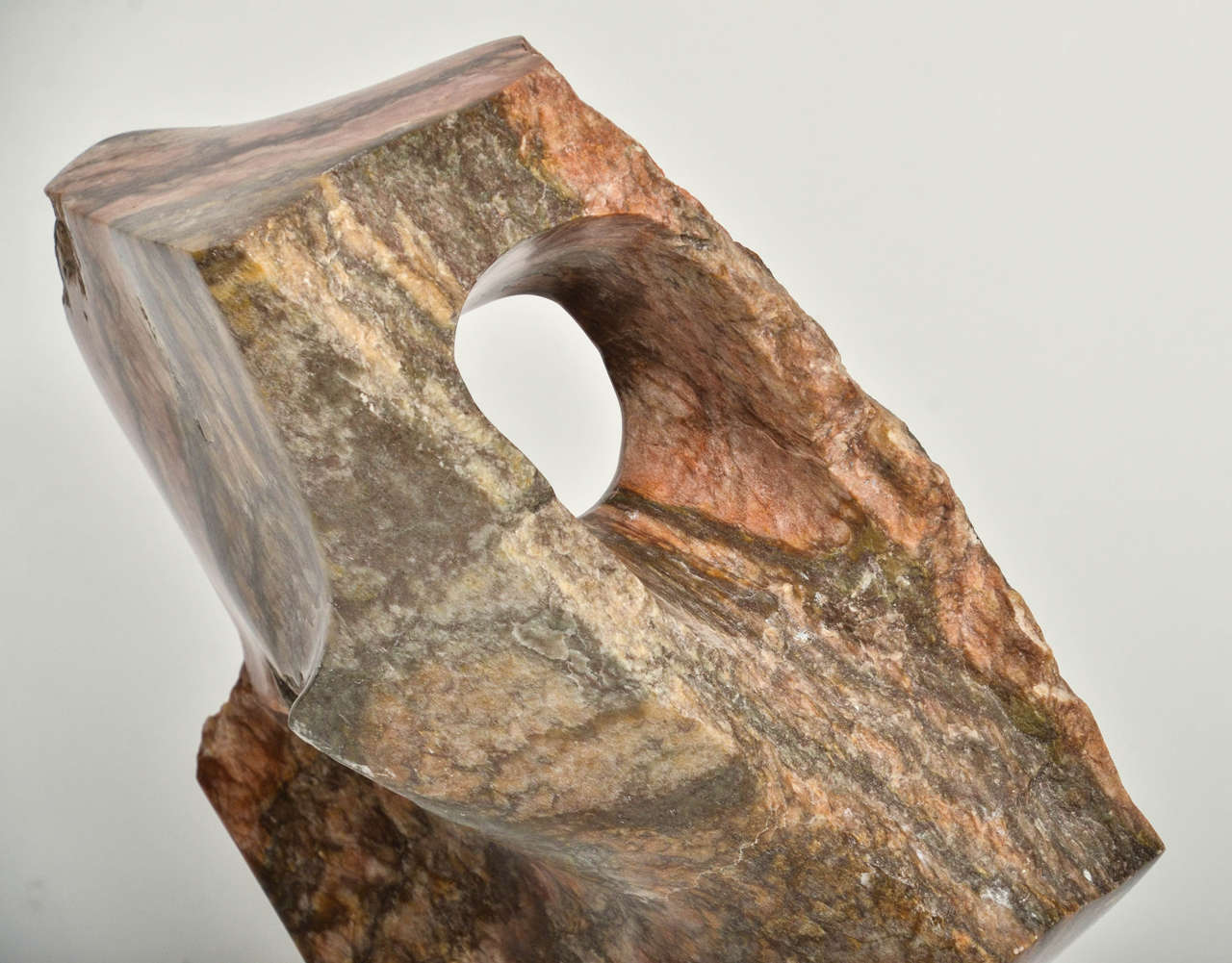 Abstract Coral Color Marble Sculpture on Lucite Base For Sale at 1stDibs