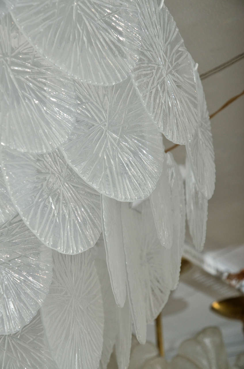 Multi-Tier Chandelier Composed of Clear Textured Glass Discs at 1stDibs