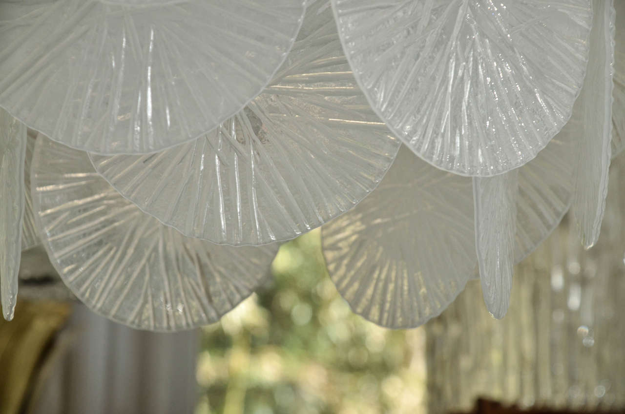 Multi-Tier Chandelier Composed of Clear Textured Glass Discs at 1stDibs