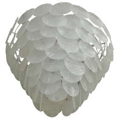 Multi-Tier Chandelier Composed of Clear Textured Glass Discs at 1stDibs