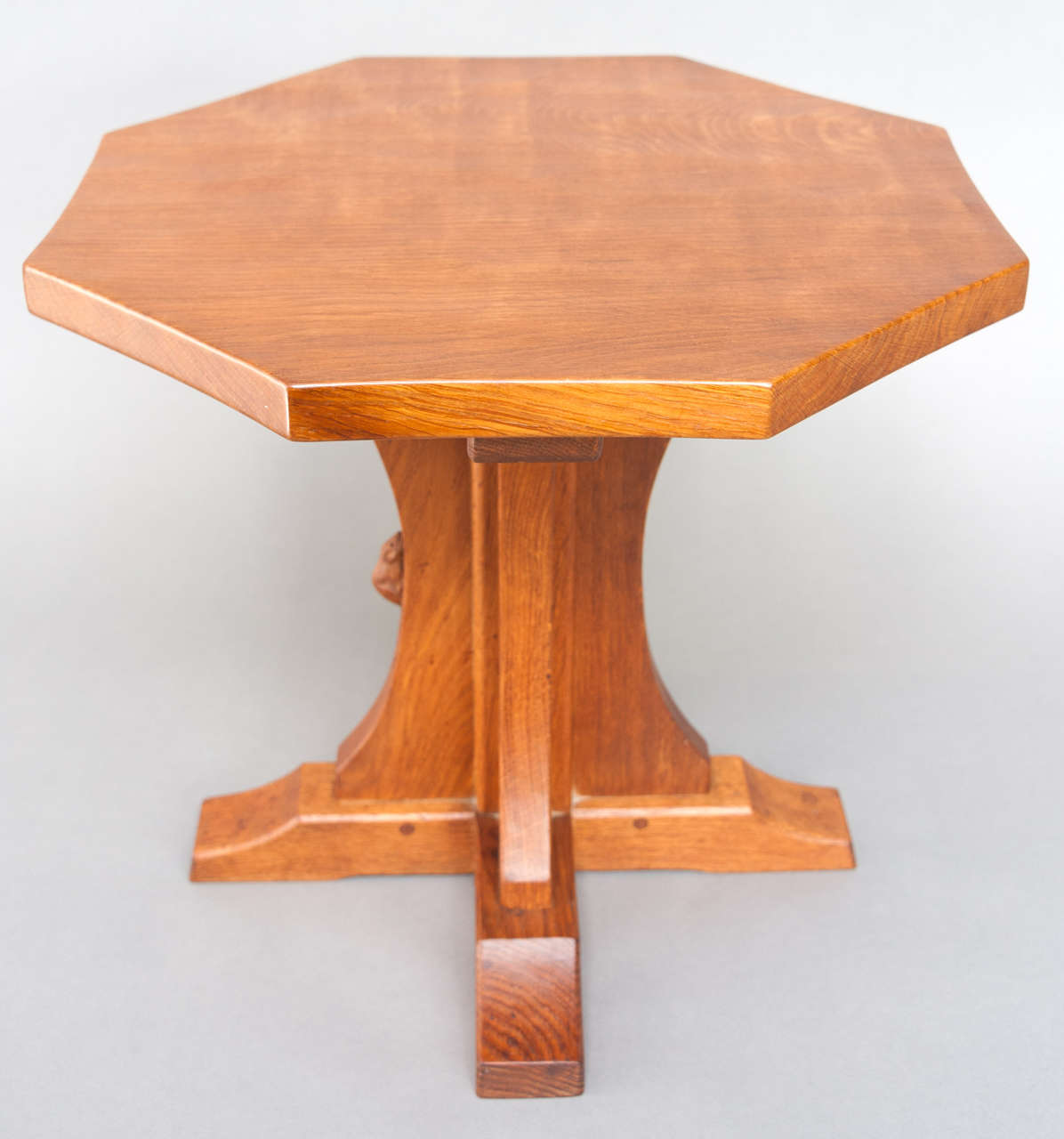 Robert "Mouseman" Thompson oak octagonal side table, England circa 1965 ...