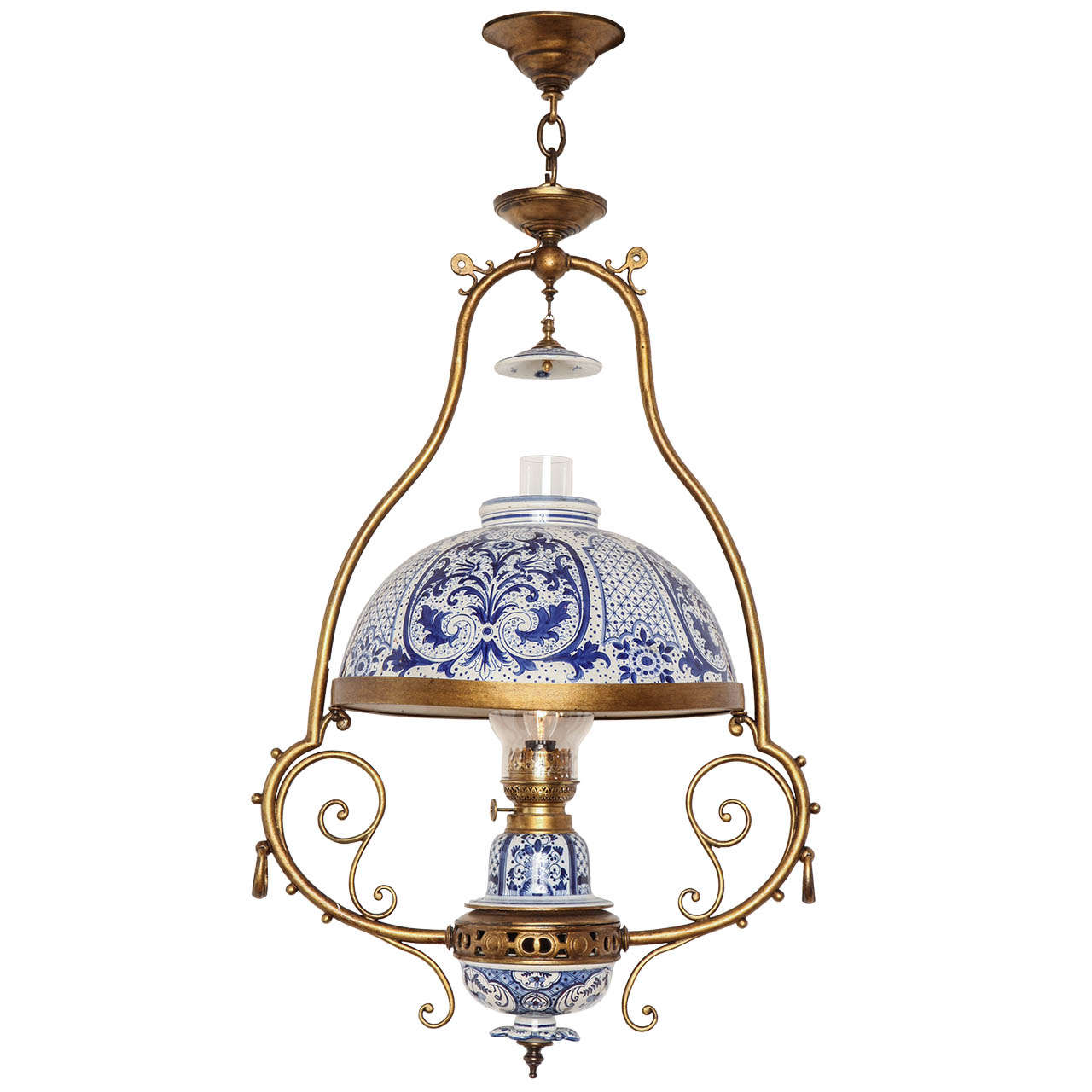 Single-Light Dutch Delft Fixture at 1stDibs