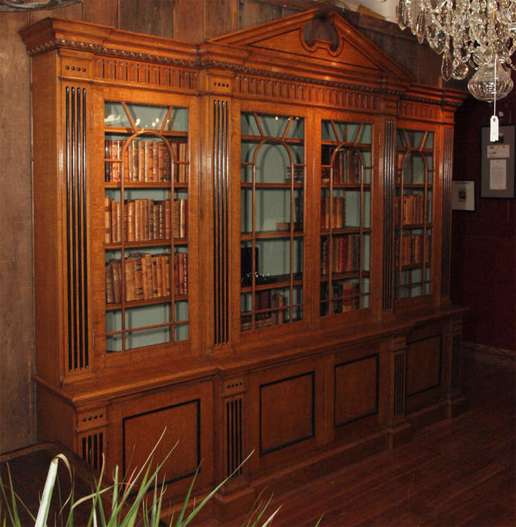 Antique British 19th Century Library/ Breakfront Bookcase at 1stDibs
