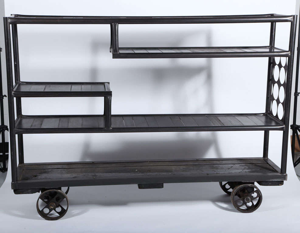 Mid-Century Industrial Rolling Shelf Cart at 1stDibs