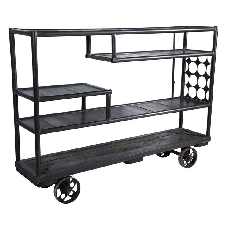 Mid-Century Industrial Rolling Shelf Cart at 1stDibs