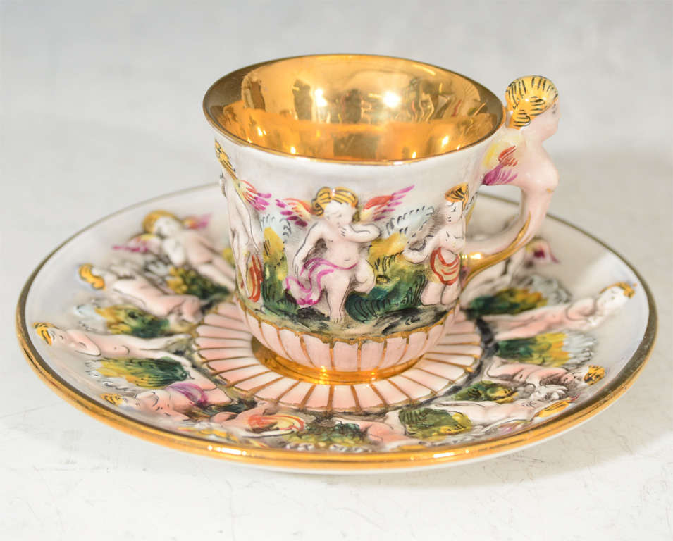 Vintage Italian Capodimonte Tea or Espresso Service for Six For Sale at ...