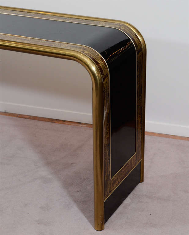 Mid Century Acid Etched Waterfall Console Table by Mastercraft at ...