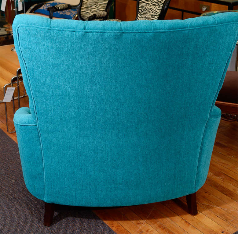 Vintage Turquoise Blue Tufted "Chair and a Half" at 1stDibs | turquoise ...