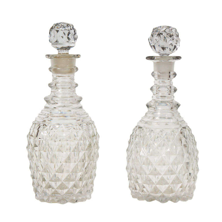Pair of Cut Crystal George II Decanters at 1stDibs